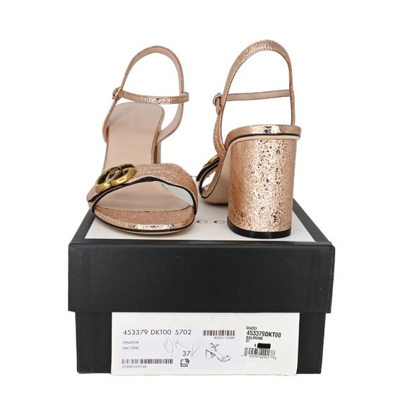 Gucci | Shoes | Gucci Gg Marmont Metallic Leather Midheel Sandals ...